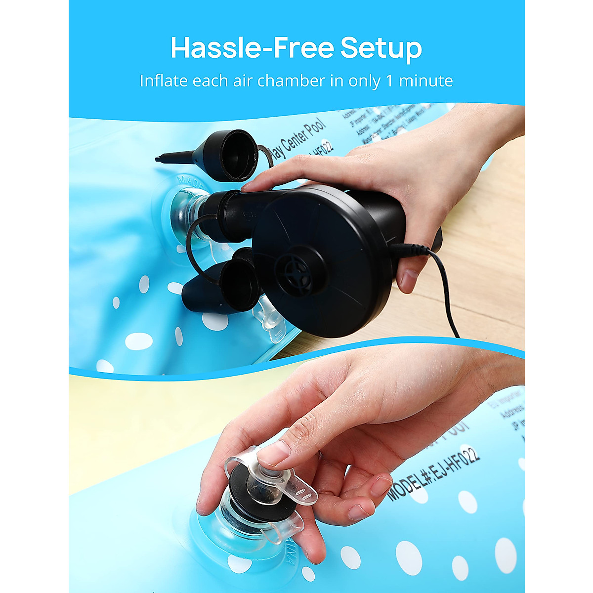 Kiddie Pool,Evajoy Inflatable Play Center Kiddie Pool with Slide, Wading Lounge Kids Pool, Coconut Palm Sprinkler, Ball Toss Game for Toddler, Kid Children, Garden Backyard Water Park, 95''x75''x40''