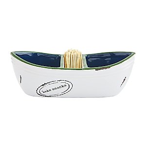 Mud Pie Toothpick Server, Canoe, 3" x 7 3/4", White