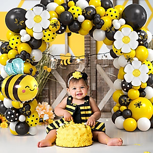 Winrayk 133Pcs Bee Birthday Party Decorations Supplies Bee Baby Shower Decorations Honey Bee Balloon Arch Kit Sweet As Can Bee Tablecloth Backdrop Bee Wall Decor Gender Reveal Bumble Bee Decorations