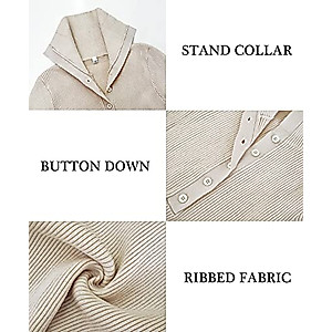 Vaiaye Women’s Sweater Dress Long Sleeve Bodycon Knit Stretchable Elasticity Button Down Winter Fall Pullover Jumper Dresses Apricot