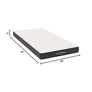 Modway Aveline 6” Gel Infused Memory Mattress with CertiPUR-US Certified Foam Narrow Twin Mattress