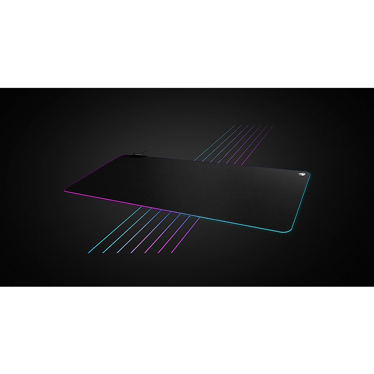 ROCCAT Sense AIMO XXL Ultra-Wide PC Gaming Mousepad, RGB Illumination, High Precision, Non Slip Back, Extended Keyboard Desktop Mouse Pad with Stitched Edges, Smooth, Black