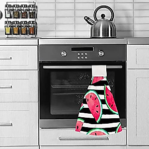 Hanging Hand Towel with Loop 1PCS Watermelon Slices Pink Super Soft Polyester Absorbent for Bathroom Laundry Room Kitchen 12.6 x 18.9 Inches