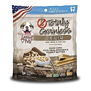 Loving Pets Totally Grainless - Chicken and Peanut Butter Dental Sticks for Dogs (for Small Dogs Less Than 20 lbs), 6oz