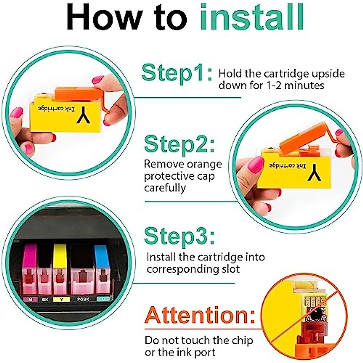 Compatible Set of 5 Pack Dell 31XL Black Cyan Magenta Yellow Ink Cartridge for Dell V525w V725w (Dell Series 33 Ink)