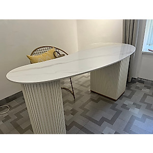 LAKIQ Modern Office Desk with 3 Drawers Irregular Shape Modern Sintered Stone Writing Desk Home Office Work Table Desktop Computer Desk with Storage-Table Only(Black, 63" L x 27.6" W x 29.5" H)