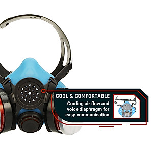 T-60 Half Face Respirator – ASTM Tested – Organic Vapor & Particulate Filtration – Paint Application, Woodworking, & Other Work Protection