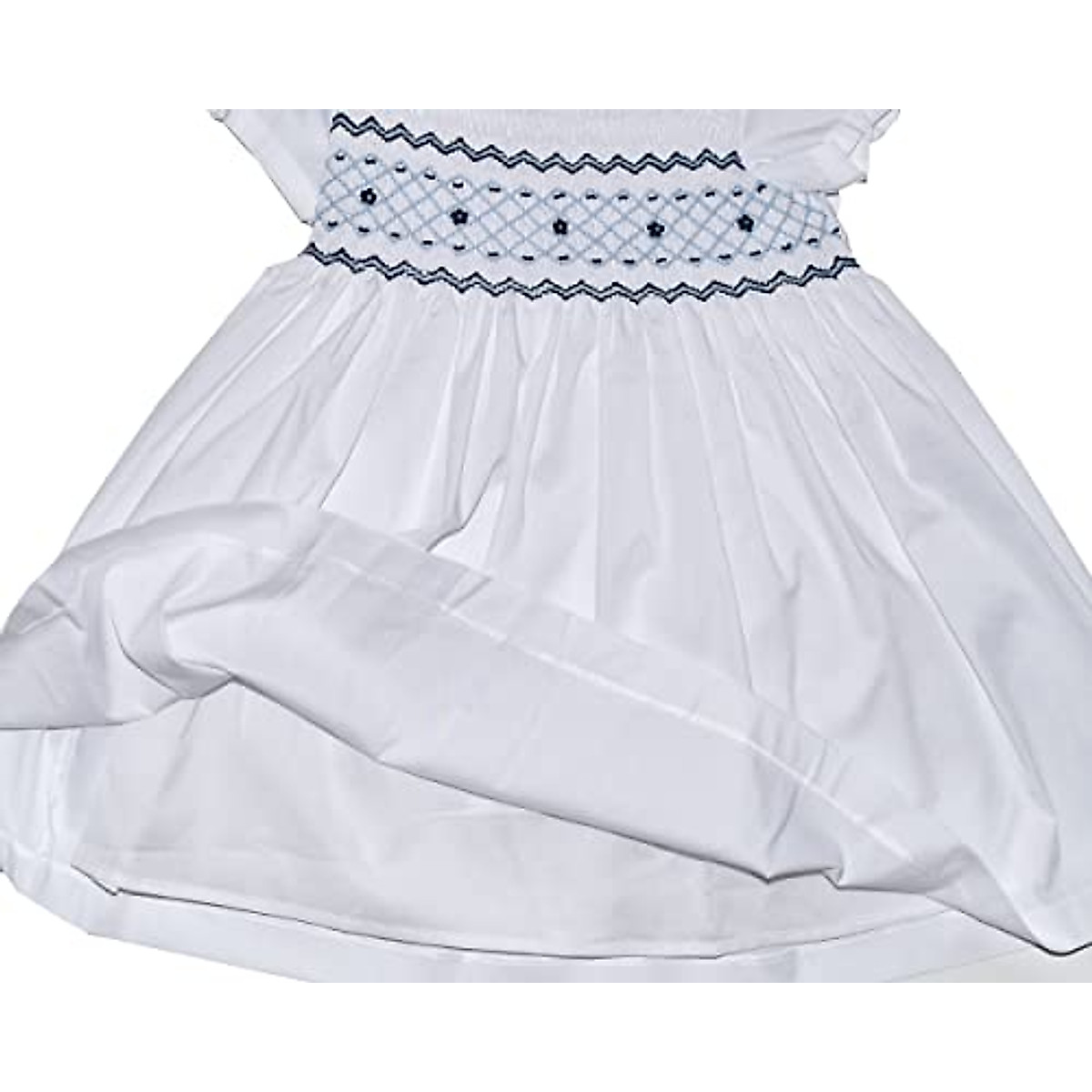 Toddler Baby Girls Soft Cotton Hand Smocked Dress Frilly Sleeve Ruffle Swing Tunic Shirt Casual Party Dress (2 Years) Blue Floral