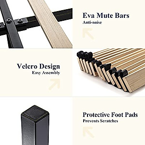 Allewie Full Size Bed Frame with Button Tufted Wingback Headboard, Modern Fabric Upholstered Platform Bed Frame with Strong Wood Slat Support, No Box Spring Needed, Easy Assembly, Dark Grey