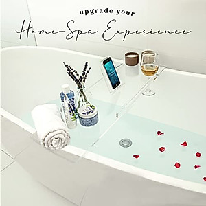 Rebecca Luxurious Bath, 32" Clear Bathtub Tray Caddy Tub Shelf - Spa Board Luxury Bathroom Bath tub Table - Waterproof Acrylic Tub Caddy Fits Across Bathtubs - Book Rack, iPad and Wine Glass Holder