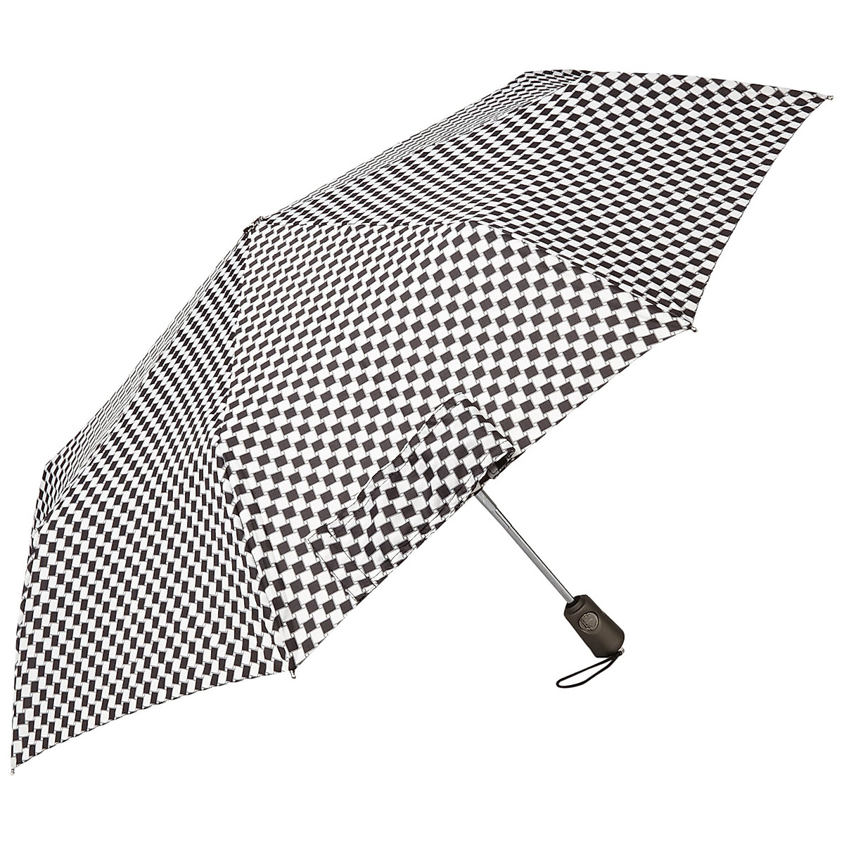 totes Titan Super Strong Auto Open Close Compact Umbrella, Cheerful Check, One Size