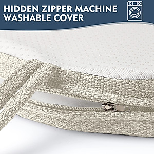 OYDAS Chair Cushions for Dining Chairs Memory Foam Non Slip Chair Pads Seat Cushions for Kitchen Chairs with Ties, Machine Washable Cover 1 Pack Beige