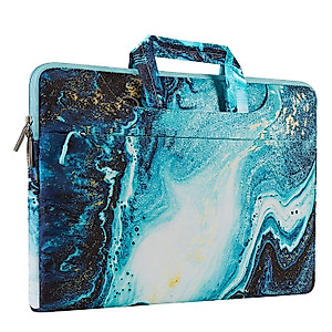 MOSISO Laptop Shoulder Bag Compatible with MacBook Air/Pro, 13-13.3 inch Notebook, Compatible with MacBook Pro 14 M4 M3 M2 M1 2025-2021, Creative Wave Marble Carrying Briefcase Handbag Sleeve Case