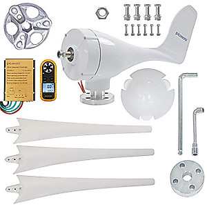 Pikasola 400W Wind Turbine Generator AC 12Volt Economy 3 Blades Windmill for Wind Solar Hybrid System 2.5m/s Start Wind Speed,400w windmill generator for home