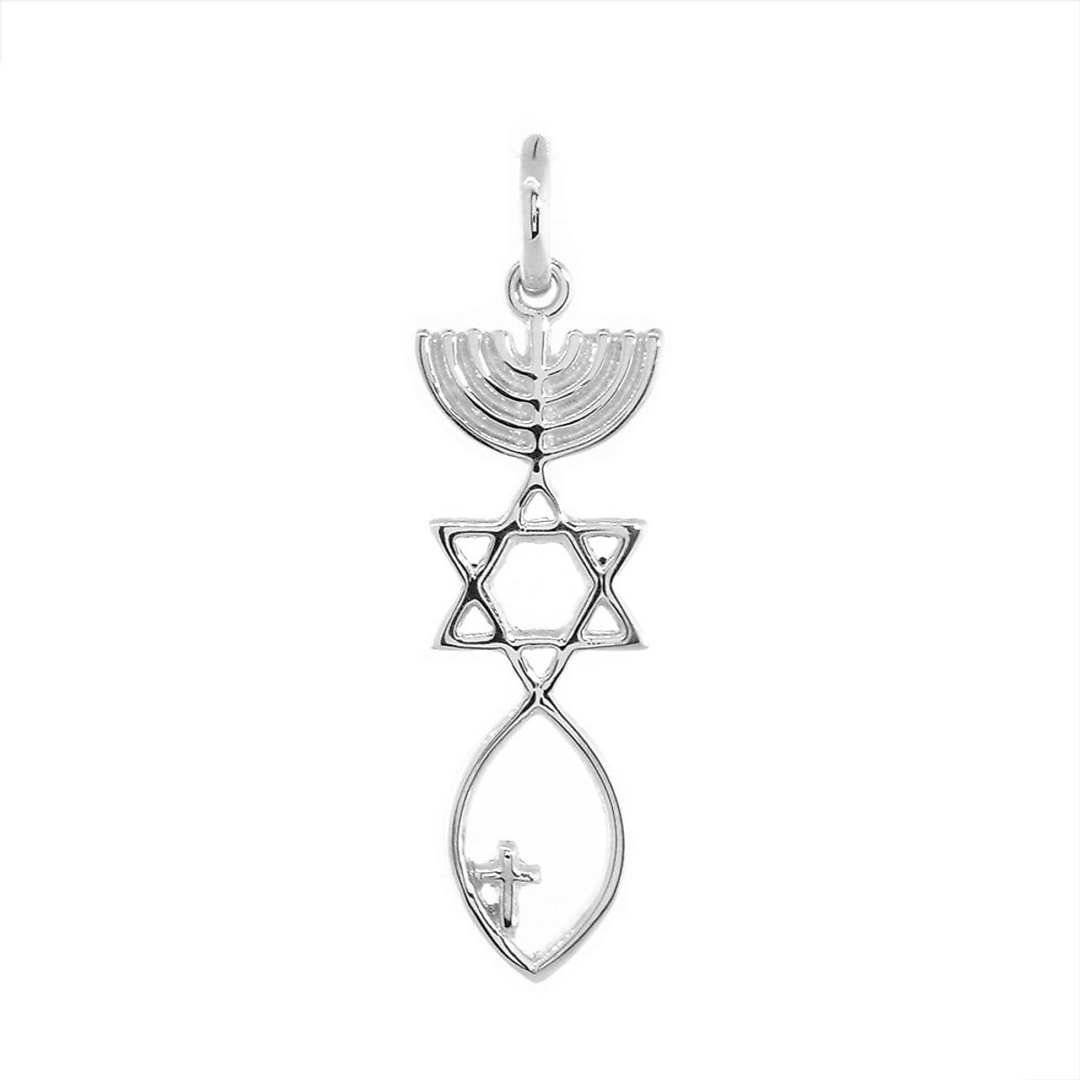 Small Messianic Seal Jewelry Charm with Small Cross in Sterling Silver