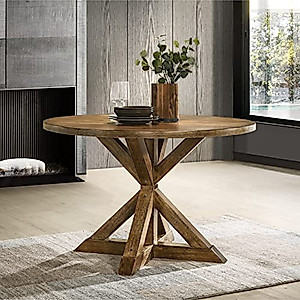 Roundhill Furniture Windvale Cross-Buck Base Dining Table, Black