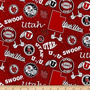 NCAA Utah Utes Home State Cotton Multi, Fabric by the Yard