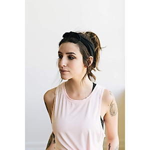 Maven Thread Workout Headbands for Women, 2pk - 51cm Wide Headbands W/Bow, Non Slip Sweatbands for Women - Black, Sports Running Headband for Exercise Gym hairband Athletic Workouts and Yoga