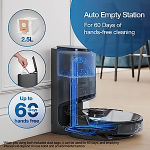 ECOVACS Deebot N8 Pro+ Robot Vacuum and Mop Cleaner, Self Emptying Robot Vacuum, 2600Pa Suction, Laser Based LiDAR Navigation, Carpet Detection, Multi Floor Mapping, Personalized Cleaning