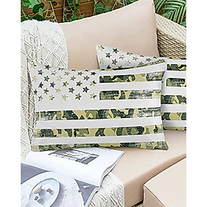 Funnywall88 Waterproof Throw Pillow Covers Set of 2 Camo Couch Pillow Cases Outdoor Sofa Cushion Cover Home Decor for Bed Living Room, 20" x 12"