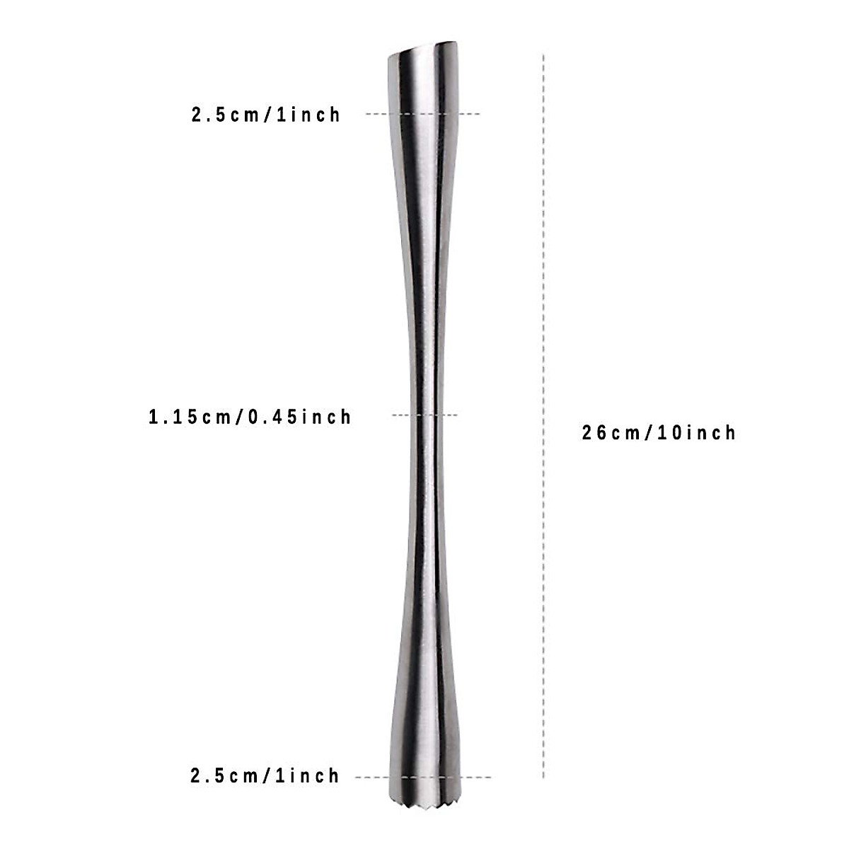 ITTA 10" Solid Stainless Steel Muddler with Serrated End (1)