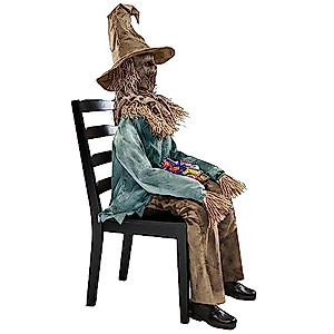 Spirit Halloween 4.5 Ft Scary Sitting Scarecrow Animatronic | Decorations | Animated | Pop-up Motion | Scarecrow Prop