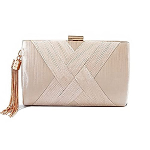Yokawe Women's Evening Clutch Bag Stain Bridal Purse Wedding Prom Night out Party Handbag (Gold)