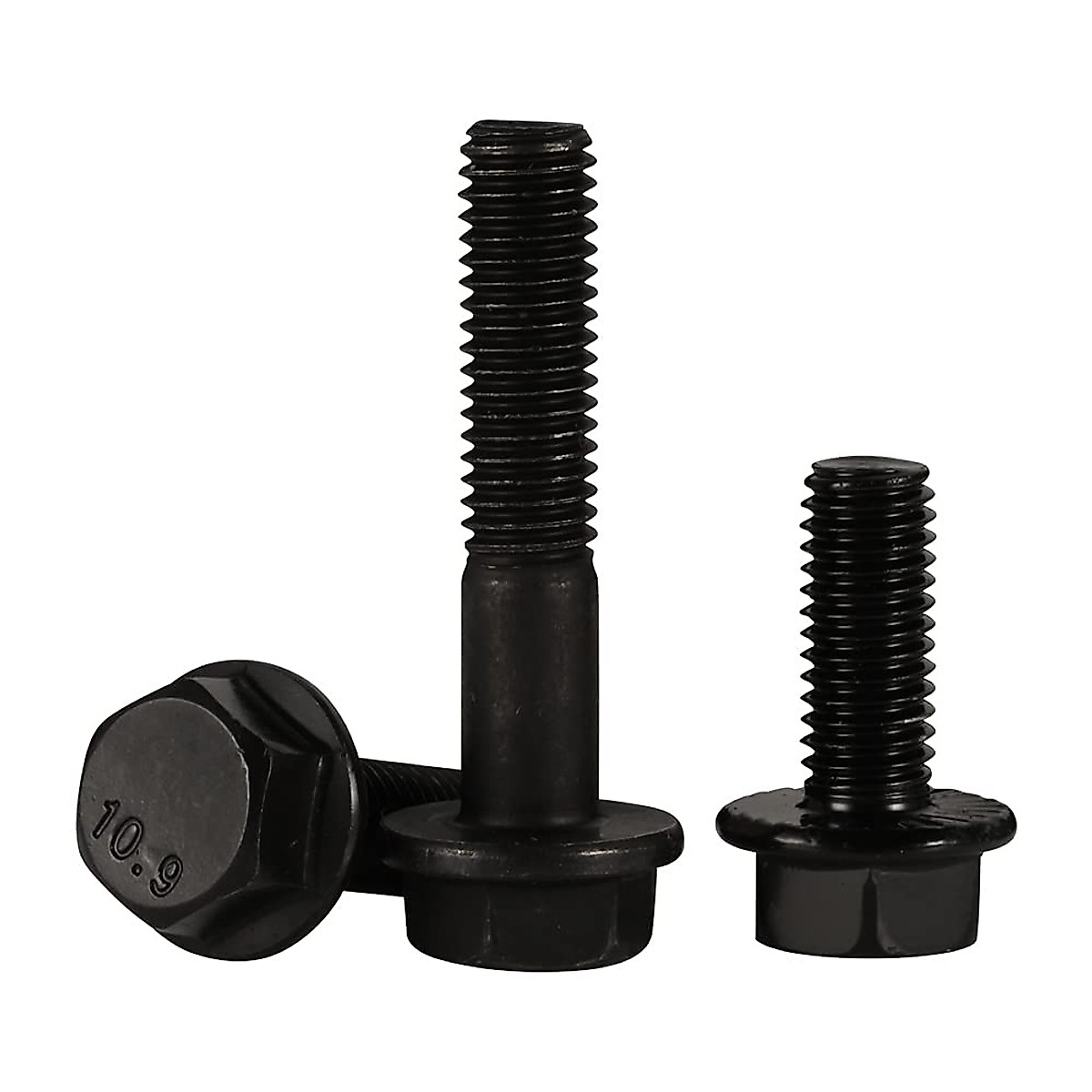 M8 x 50mm Flanged Hex Head Bolts Flange Hexagon Screws, Alloy Steel 10.9 Class, Black Oxide Finish, Partially Threaded, 10 PCS