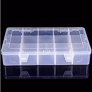 DJUNXYAN Large Transparent Thick Hard 15 Grids Adjustable Compartment Slot Plastic Hobby Craft Storage Box Case Raft Storage Box Organizer with Snap-Lock Tray Container (L 15 Girds, White6)