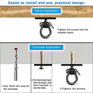 Dolibest Ceiling Mount Swing Hanger Heavy Duty Swing Set Hook for Porch Swing Hammock Chair Yoga Silk Suspension Straps Gymnastic Ring, Wall Anchor for Resistance Bands (900LB)