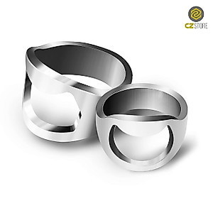 CZ Store Mini Bottle Opener Ring ✮Lifetime Guaranteed✮ Novelty Tool for Removing Soda or Beer Crown Seals & Caps - Stainless Steel with Nickel Finish 3-Pack : 0.79”, 0.87”, 0.95” Sizes