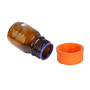Pastein 20 Pieces Amber Borosilicate Glass 100 mL Graduated Round Lab Reagent Media/Storage Bottle With GL45 Orange Screw Cap