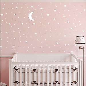 Moon and Stars Wall Decal Vinyl Sticker for Kids Boy Girls Baby Room Decoration Good Night Nursery Wall Decor Home House Bedroom Design YMX16 (White)