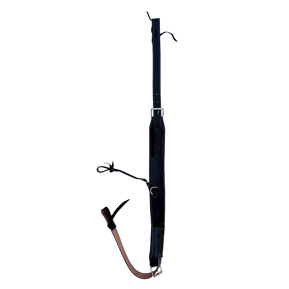 WEMBILS Horse Western Leather Complete Flank Cinch Set Rear Flank Back Cinch Girth Saddle Billets TACK Horse Cinches (Black)