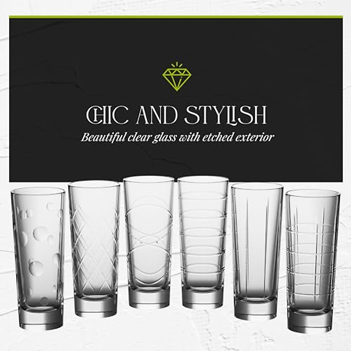 Fifth Avenue Crystal Medallion Shot Glasses Set of 6, 2.2 oz, Durable Shot Glasses Bulk, Etched Patterns, Textured Glass Cups, Small Whiskey Shot Glasses for Vodka, Tequila, Liquor, and Espresso
