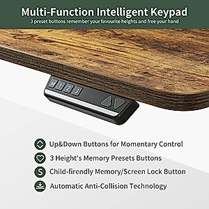 FEZIBO Triple Motor 63" L Shaped Standing Desk with 3 Drawers, Electric Standing Desk Adjustable Height, Corner Stand up Desk with Splice Board - Rustic Brown