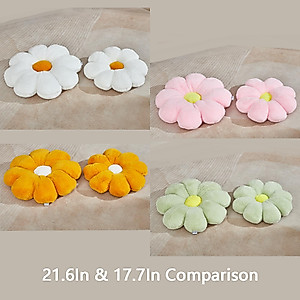 Ailive 17.7In Cute White Daisy Flower Shaped Kids Throw Pillow Flower Throw Pillow Floor Pillow Cushion Sunflower Pillow Decorative Pillow for Kids Teens Tweens Girls.