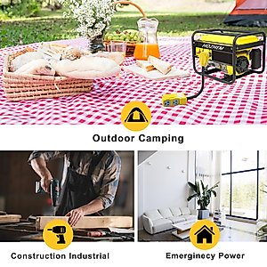HOZHEM 50 Amp to 20 Amp 110V RV Distribution Adapter, NEMA 14-50P to 4 X 5-20R/15R RV Generator Adapter, 4-Prong to Mutiple Household Outlet w/ 20amp Circuit Breaker, 1.5FT