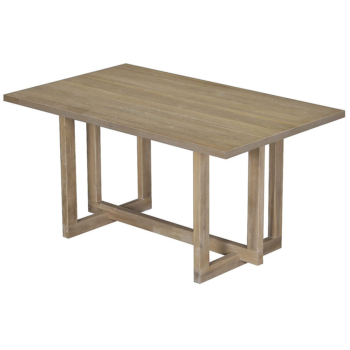 KoiHome 6-Piece Retro H-Shaped Support Design Dining, 4 Chairs with Soft Cushions Bench, Kitchen Table Set for Home/Restaurant Furniture (Natural Wood Wash)