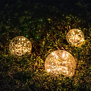 VEWOSTAR Solar Glass Ball Light Outdoor Decor 4.73Inch Solar Landscape Light for Garden Lawn Yard