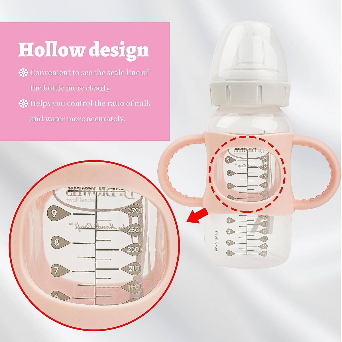 4 Pack Bottle Handles Compatible with Dr Brown Wide-Neck Bottles Non-Slip Easy Grip Handles - BPA-Free Food Grade Silicone Dishwasher Safe - Milk White, Green, Pink, Blue