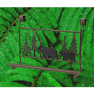 Metal Rustic Black Bear Family Door Mounted Towel Rack Kitchen Cabinet Organizer