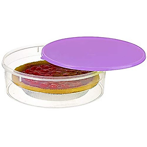 Zilpoo Plastic Pie Carrier with Lid, 10.5”, Cupcake Container, Muffin, Cookies, Cake Holder, Round Freezer Storage Food Keeper with Cover, Purple
