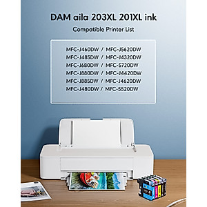 DAM aila Compatible Ink Cartridge Replacement for Brother LC203XL LC201XL LC203 LC201 to Use with MFC-J480DW MFC-J880DW MFC-J4420DW MFC-J680DW MFC-J885DW (2 Cyan, 2 Magenta, 2 Yellow, 6 Pack)