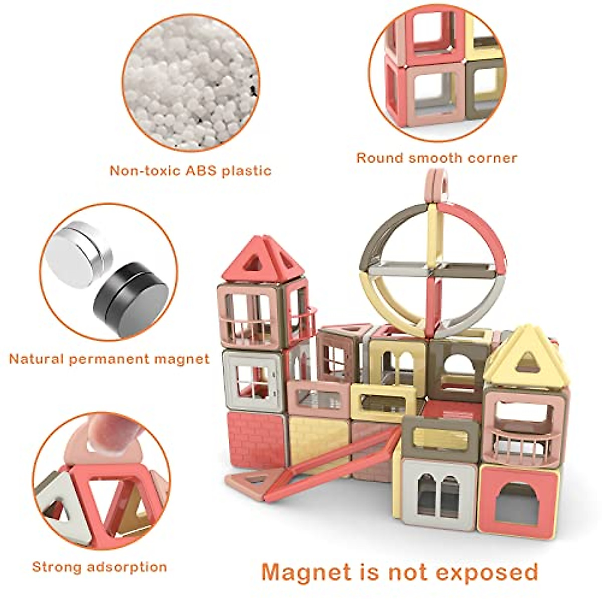 AOMIKS 151 PCS Set Magnetic Building Blocks Tiles for Kids Learning & Educational STEM Mini Building Toys for Girls and Boys Ages 3 4 5 6 7 8 Years Old 3D Magnetic Tiles