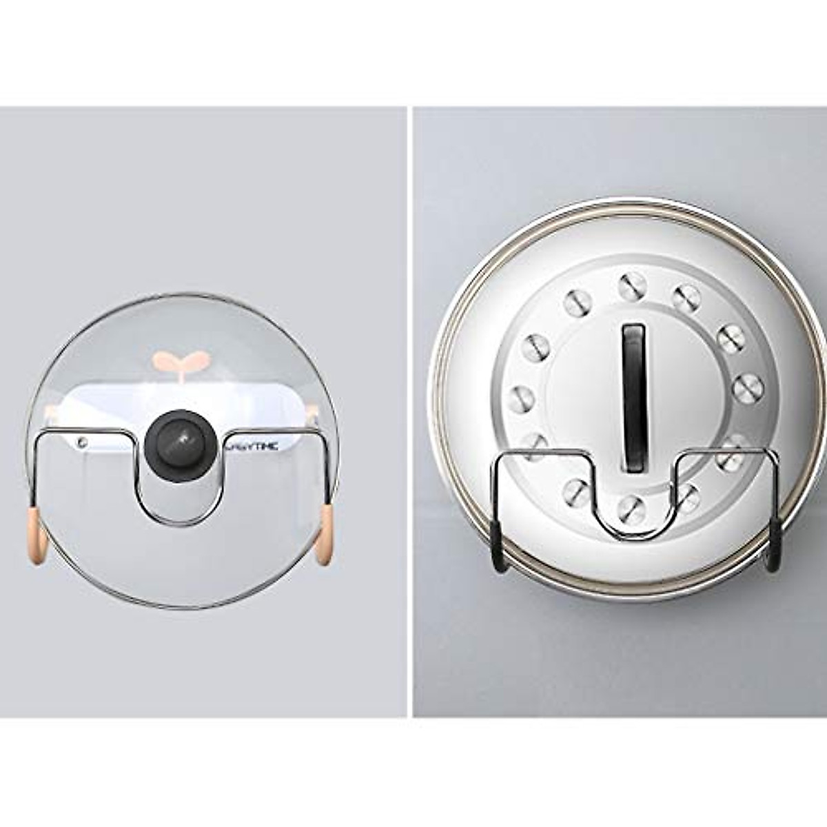 Lid Rack Cooking Pot Cover Rack Wall-mounted Free Punching Household Simple Kitchen Cutting Board Storage Wall Shelf (Color : Black)