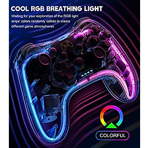 Switch Controller Compatible with Switch/Lite/OLED Controller, Switch Pro Controller With RGB Breathing LED, Switch Controllers Remote Supports Multi-Platform&App with Turbo, Wake-up Function