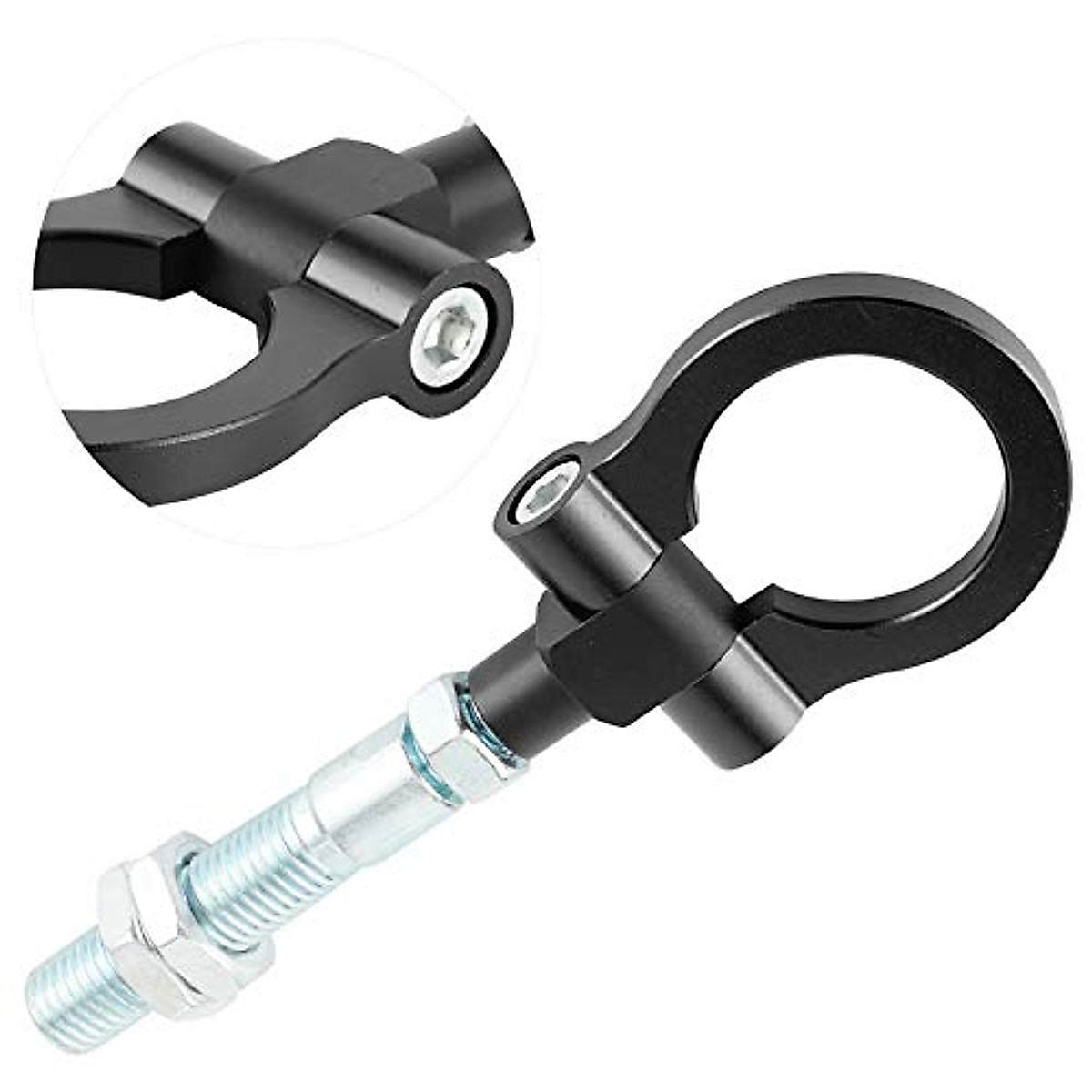 Tow Hook, Heavy Duty Car Racing Tow Hook Red Folding Ring Refitting Front Auto Trailer Accessory Fit for Hyundai Veloster 2012‑2017(Black)