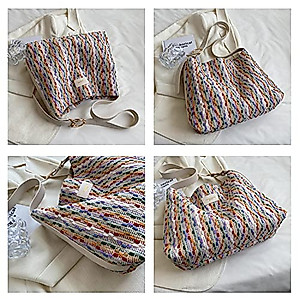 QTKJ Tote Bag, Canvas Shoulder Bag Leather adjustable shoulder straps Crossbody Bag, Large Size Canvas Tote Designer Tote Bag for women Vacation, Travel, Daily and Work（White）