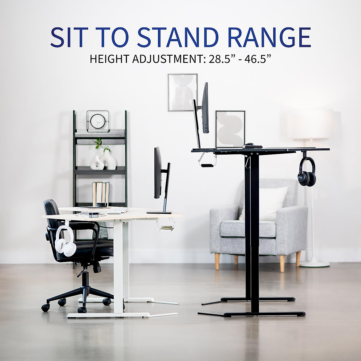 VIVO Electric Height Adjustable L-Shaped 47 x 47 inch Standing Desk, White Corner Table Top, White Frame, Stand Up Workstation, DESK-E1L94W